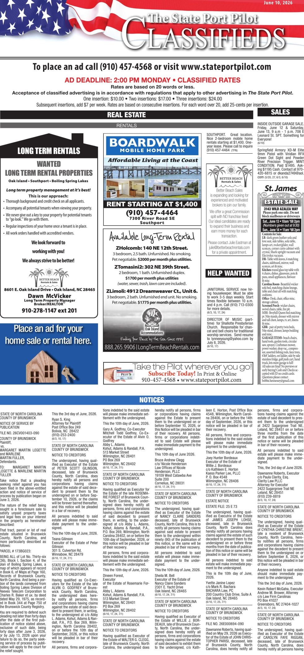 Classifieds 6-10-2026 | Public Notices | stateportpilot.com