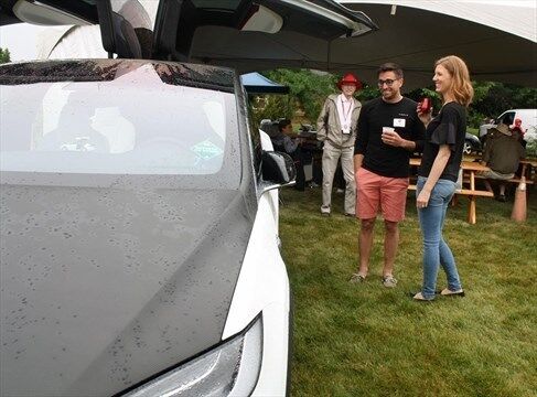 Tesla car show electrifies crowds
