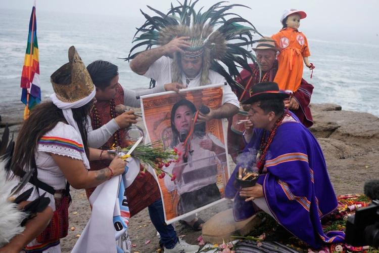 Peruvian shamans perform a blessing ritual ahead of a presidential runoff