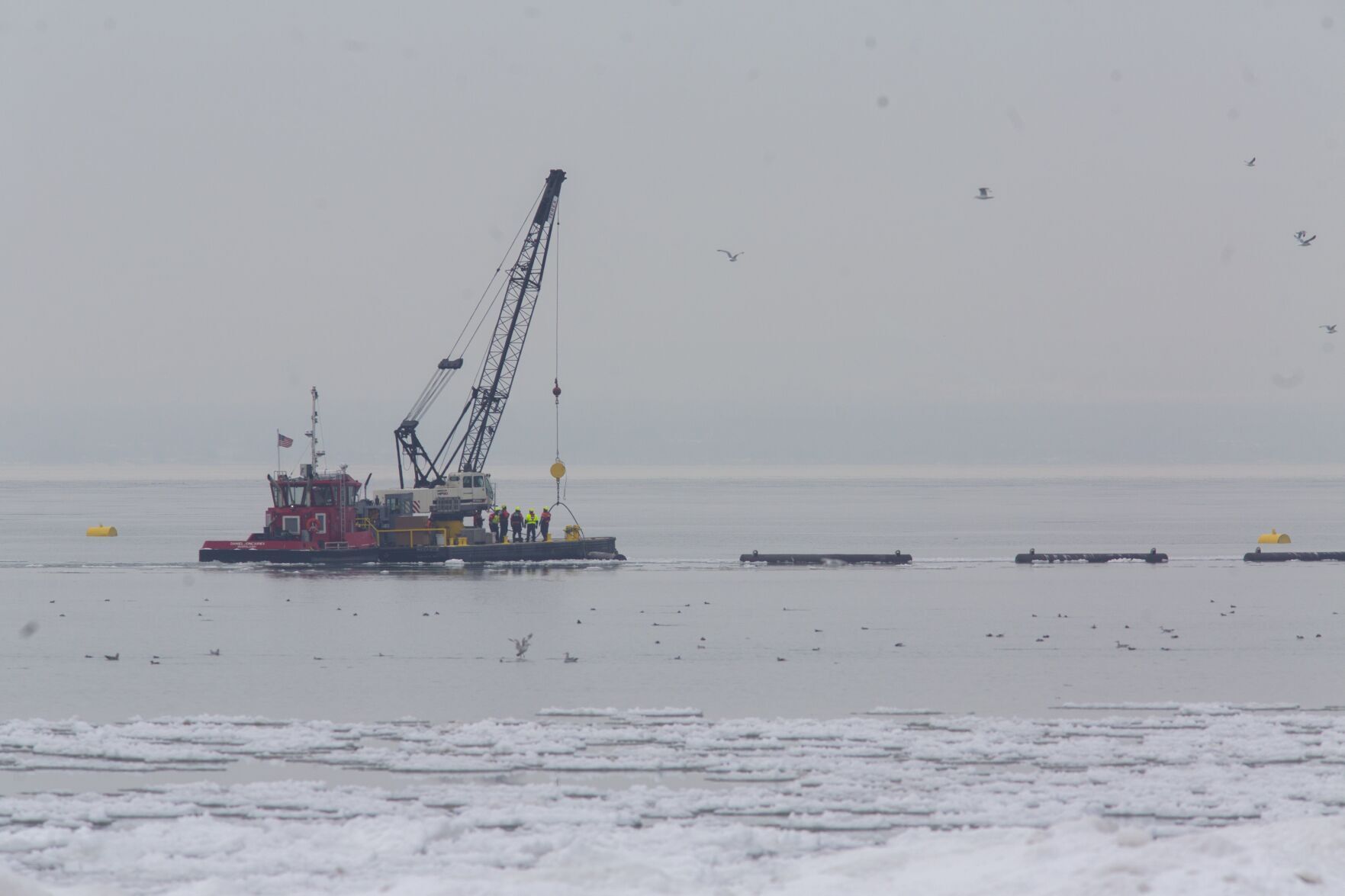 Photos: Niagara River ice boom installed