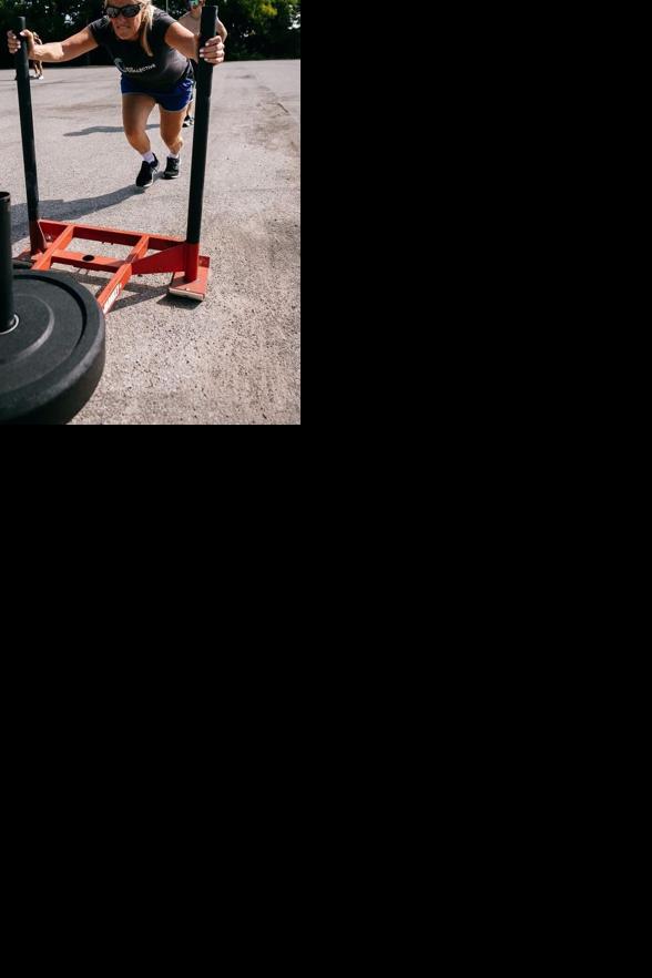 Gym pushing sleds for Walker Family Cancer Centre