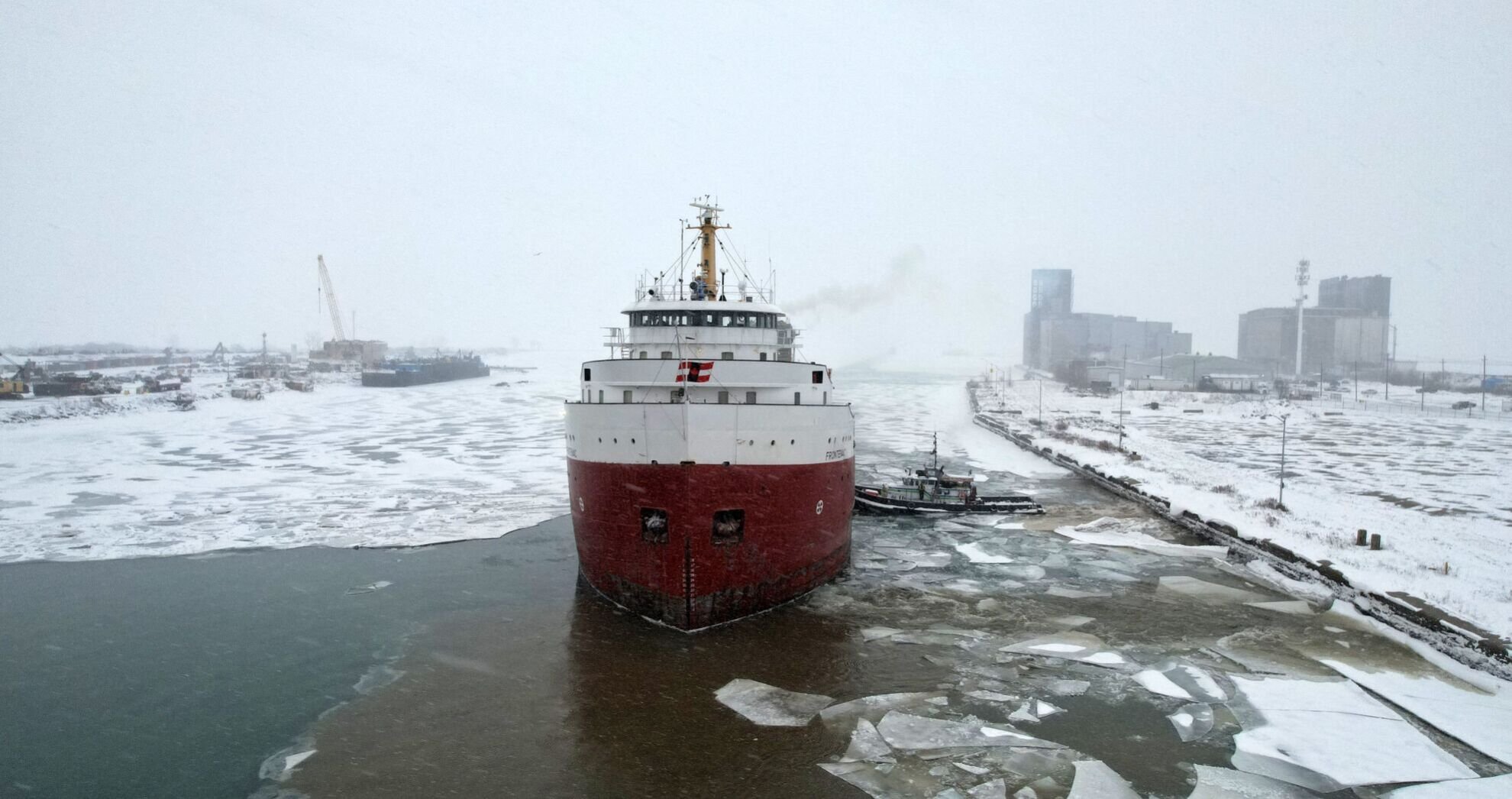 Photos: Icebreaker, tug lead cargo ship out of Welland Canal