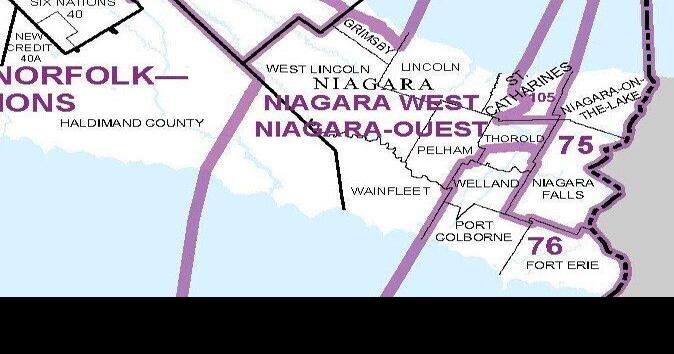 Thorold in Niagara West. Grimsby divided. Fort Erie with Niagara Centre ...