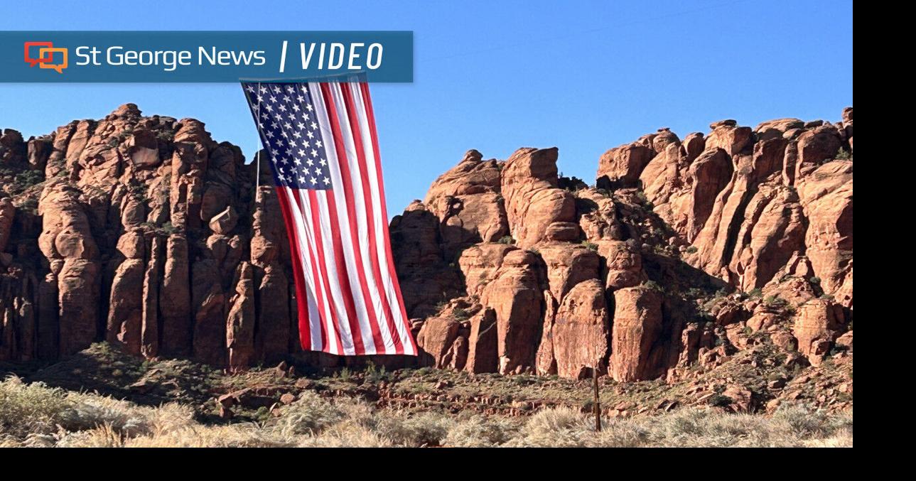 Huge American flag complements Snow Canyon State Park cliffs, but only ...