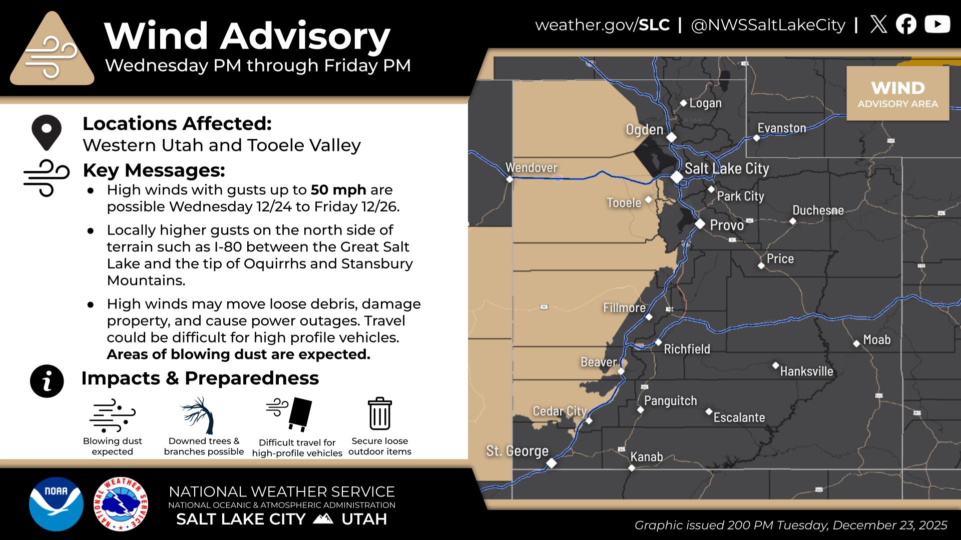 Wind warning issued for much of Utah; snow expected in Southern ...