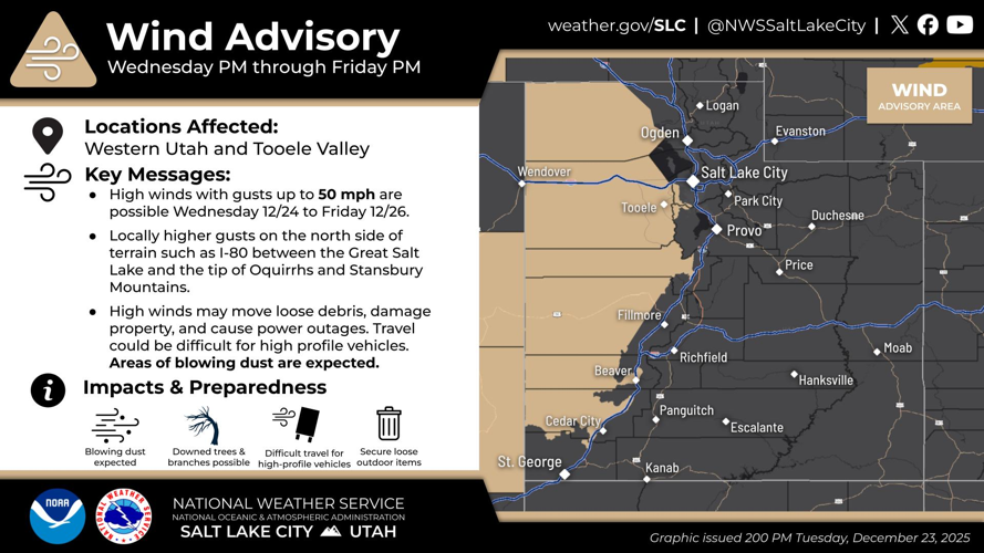 Wind warning issued for much of Utah; snow expected in Southern ...