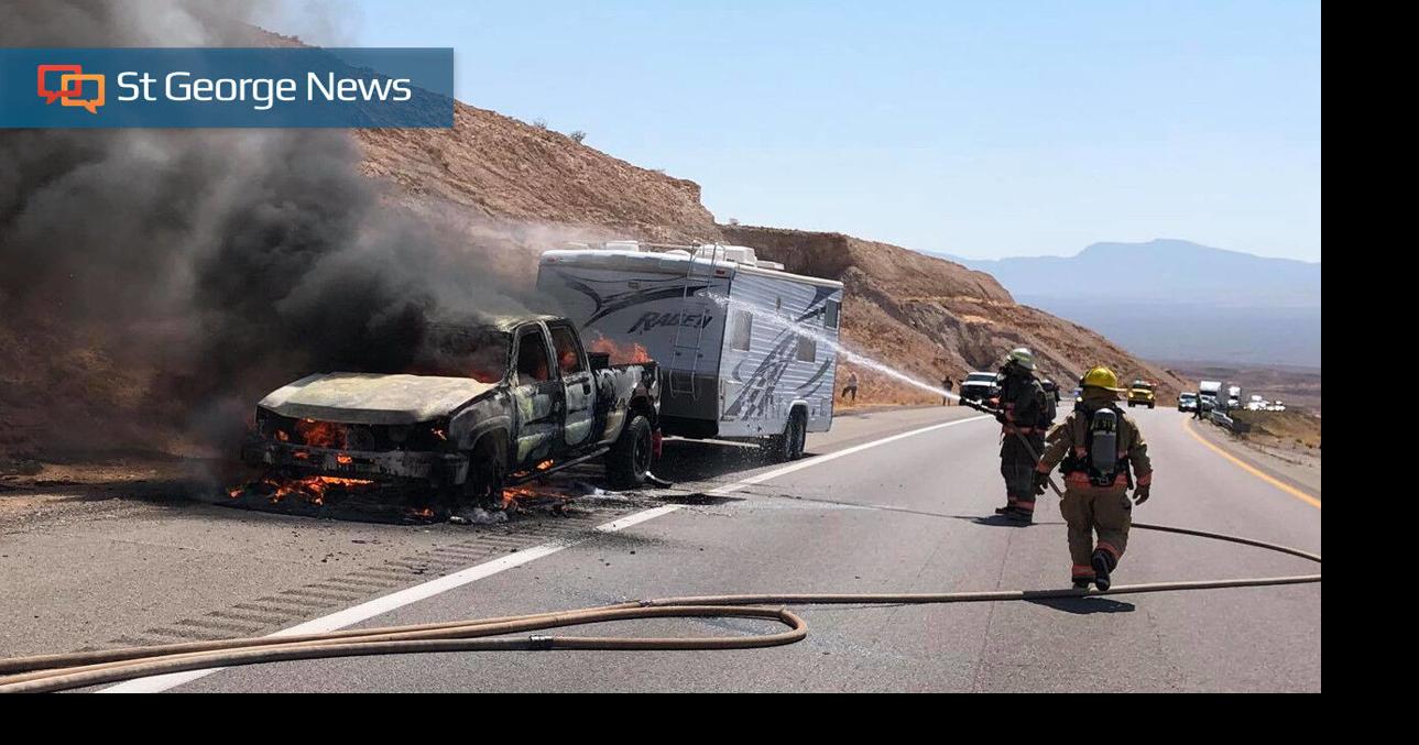 Crews battle truck fire on I-15 near Bunkerville | Local News ...