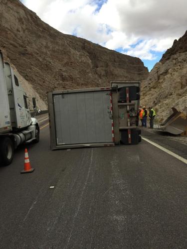 UPS semitrailer topples trailer on I-15 in Virgin River Gorge; bridge ...