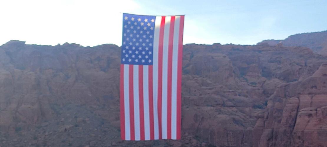 Huge American flag complements Snow Canyon State Park cliffs, but only ...