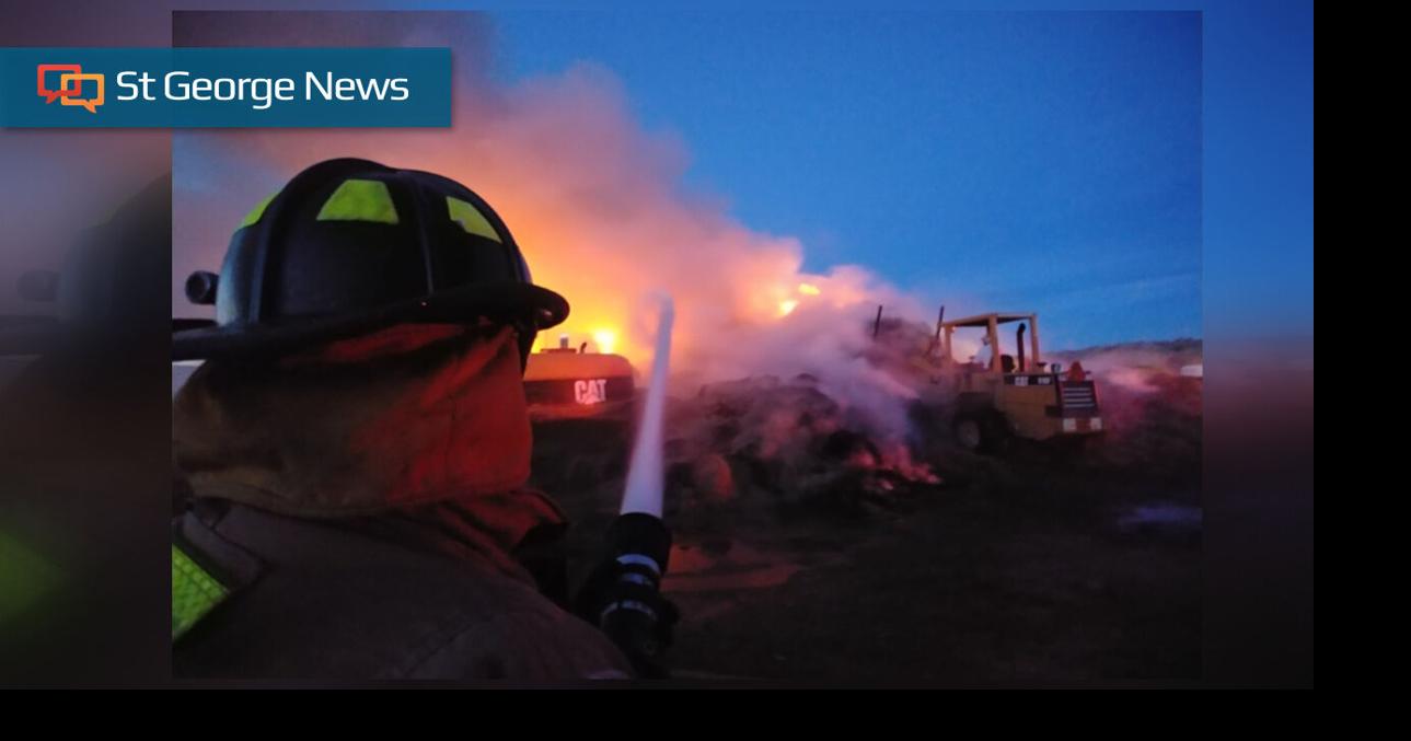 Multiple departments battle 300-ton haystack fire at Bundy Ranch in ...