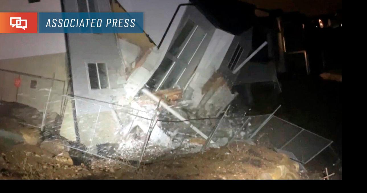 2 empty suburban Utah homes collapse down hill | Local News ...