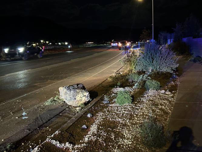 Driver cited following crash with boulder on Washington Fields Road ...