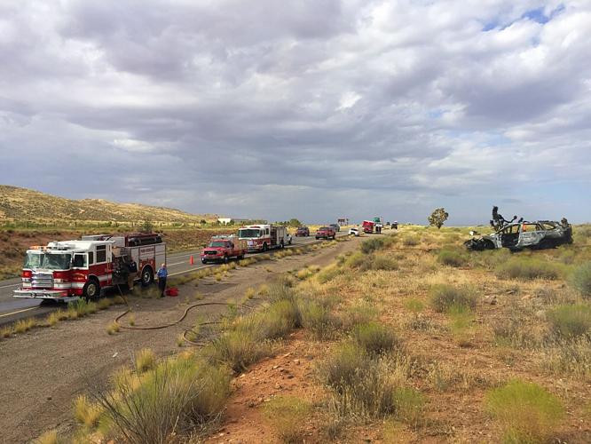 Car rolls, bursts into flames after SUV forces it off I-15 | Local News ...