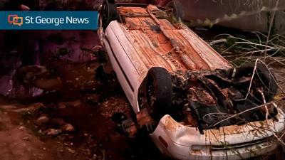 UPDATED: Toquerville crash leaves car upside down in creek | Local News ...