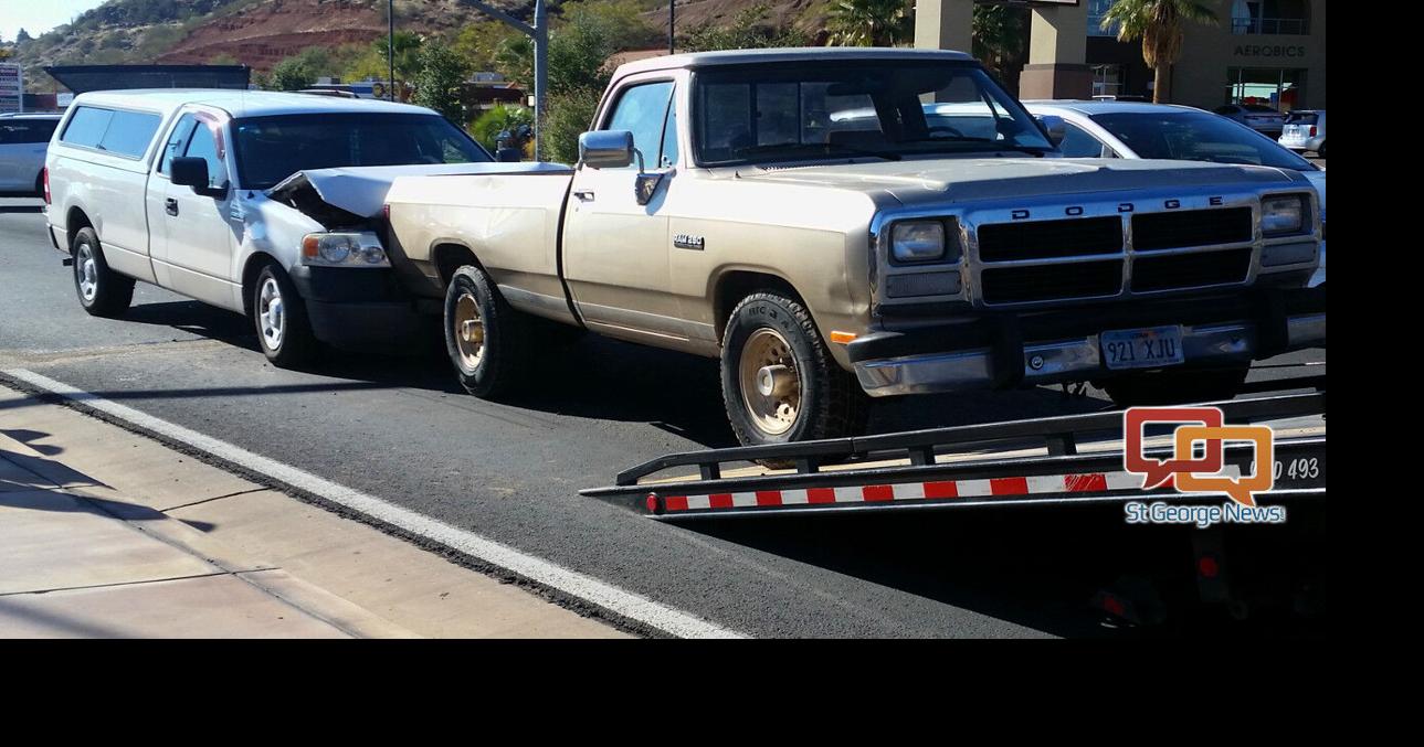 Dodge vs. Ford; rear-end crash leaves 2 pickups locked up | Local News ...