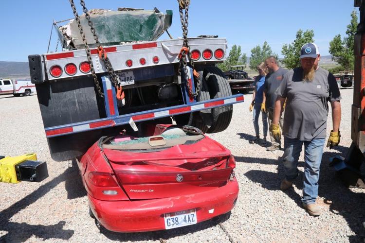 Responders practice extrication techniques during mock vehicle accident ...