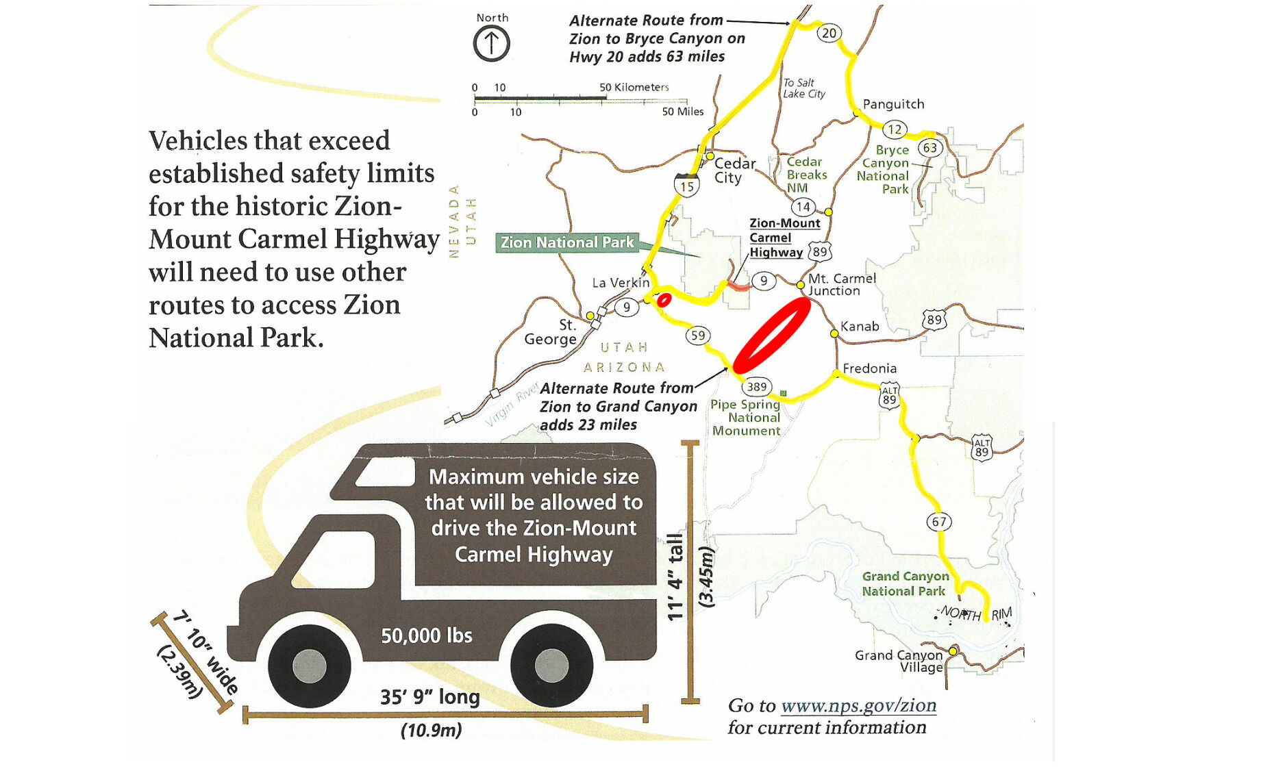 Zion-Mount Carmel Highway, including tunnel, closing to large vehicles ...