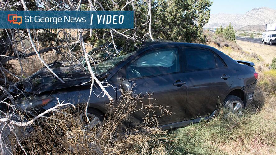 Driver drifts off I-15, crashes into tree | Local News | stgeorgeutah.com