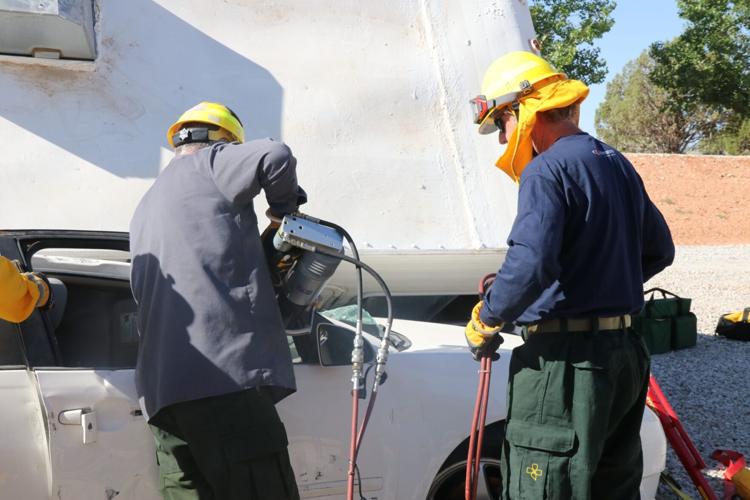 Responders practice extrication techniques during mock vehicle accident ...