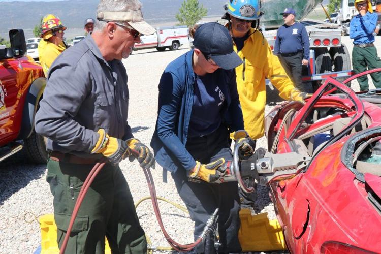 Responders practice extrication techniques during mock vehicle accident ...