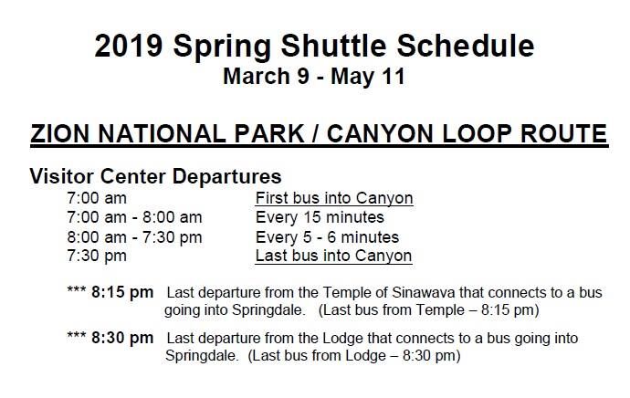 Zion releases spring schedule for start of mandatory shuttle service ...