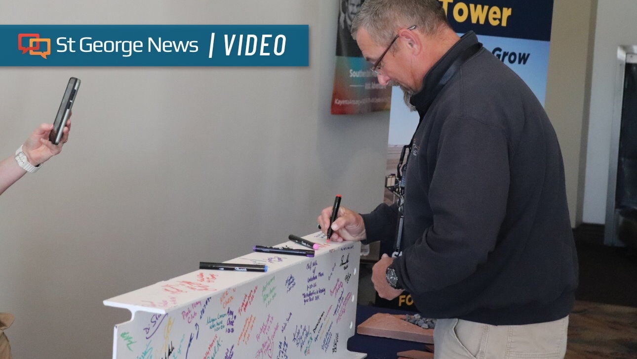 St. George officials, residents sign final beam that will 'top off' airport air traffic control ...