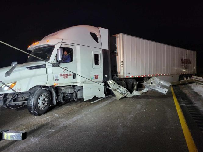Car, semi crash into guardrail, prompting 3-hour closure of northbound ...