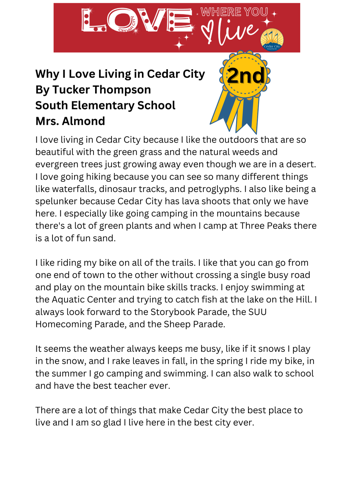 Winners of 3rd grade essay contest share their love of Cedar City ...