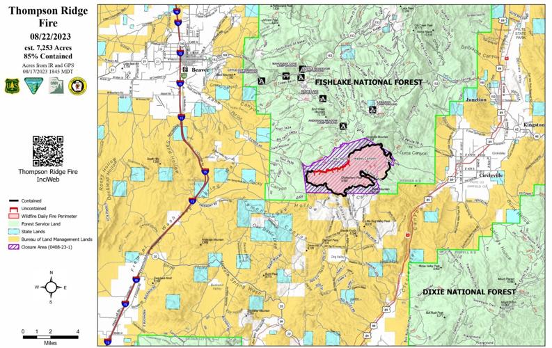 Thompson Ridge Fire near Beaver at 85% containment; some closures ...