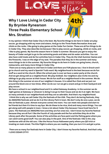 Winners of 3rd grade essay contest share their love of Cedar City ...