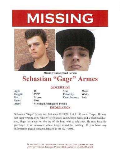 FOUND: 18-year-old Sebastian ‘Gage’ Armes | Local News | stgeorgeutah.com