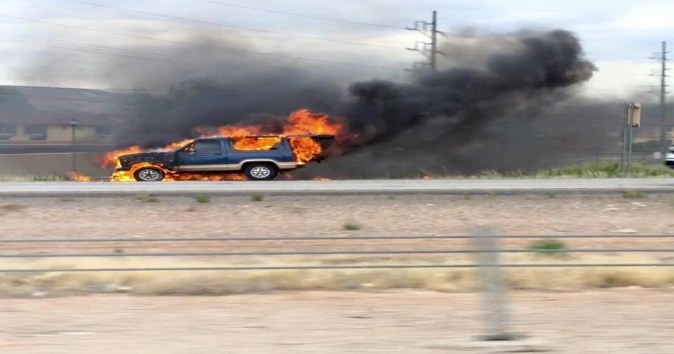 Ford Bronco goes up in flames on I-15 | Local News | stgeorgeutah.com