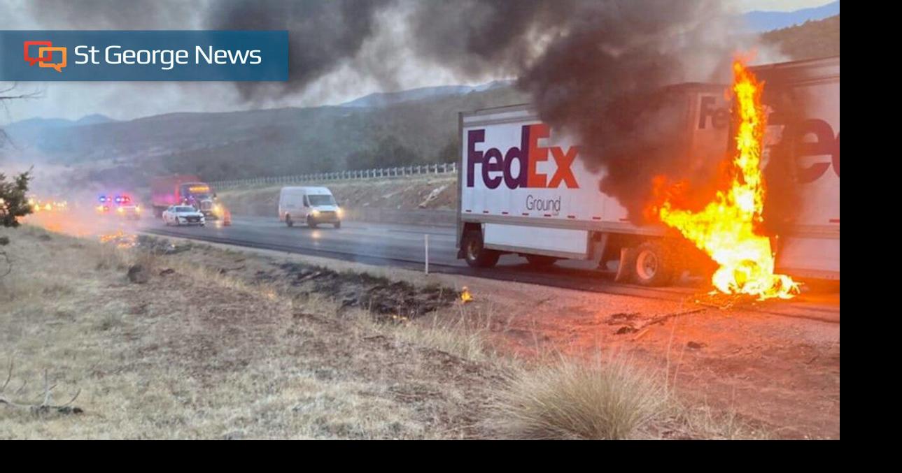 Traffic alert: FedEx truck catches fire, causing lane closure on ...