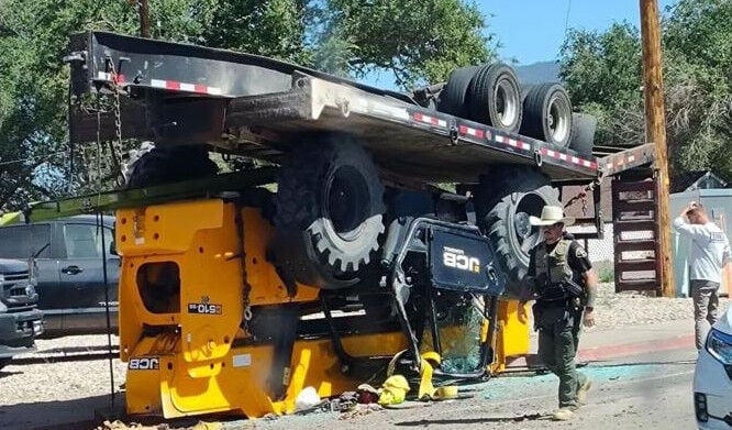 Trailer carrying construction equipment flips upside down in Cedar City mishap | News ...