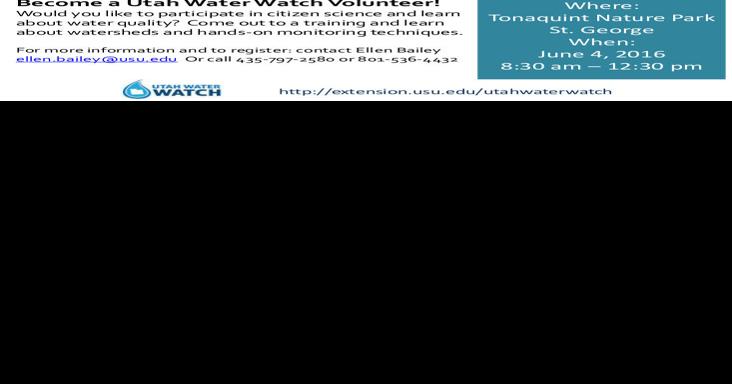 Citizen science; volunteers needed in Southern Utah for water checks ...