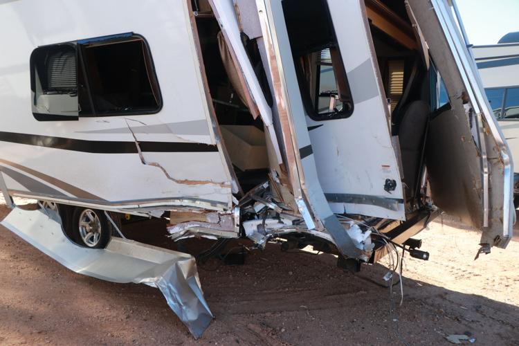 Driver arrested on suspicion of DUI after crashing into trailers at ...