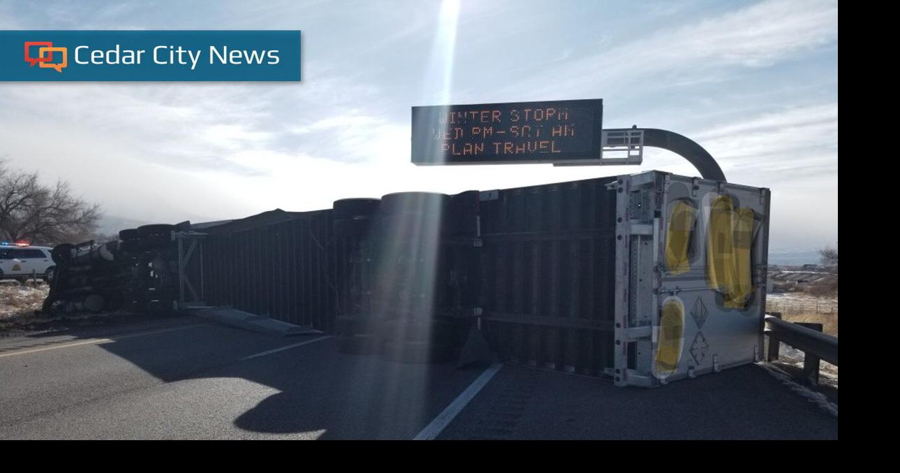 High winds put multiple semis on their sides on I-15, results in ...