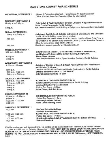 2021 Stone County Fair Schedule | News | stonecountyenterprise.com