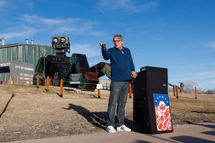 Norman unveils 20-foot-tall sculpture comprised of decommissioned ...