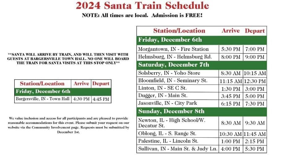 The Indiana Rail Road (INRD) Santa Train is bringing Santa Claus to ...