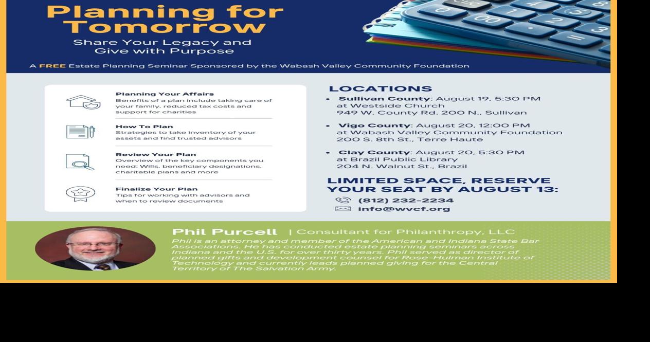 Complimentary estate planning seminar set in Clay, Sullivan, Vigo ...