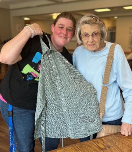 Members of Exodus Chapter, OES, Exira Displaying Lap Robes and Clothes ...