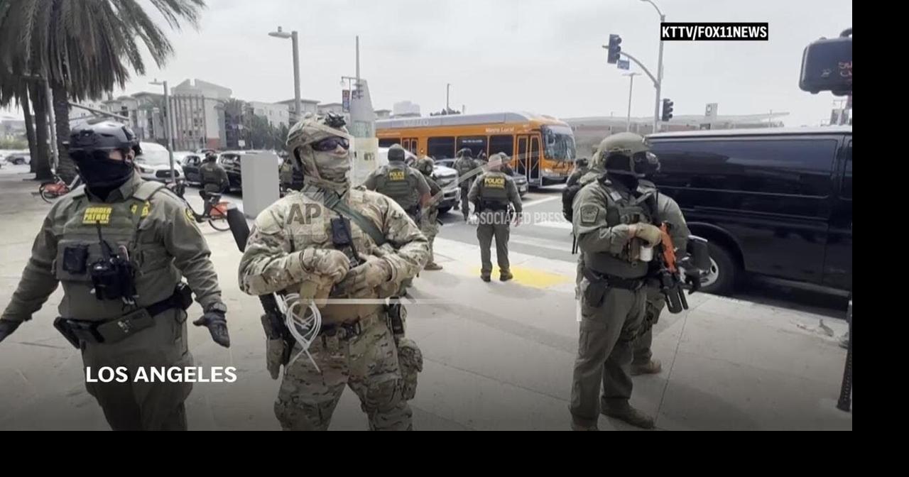 Border agents patrol outside California Gov. Newsom's speech in Los ...