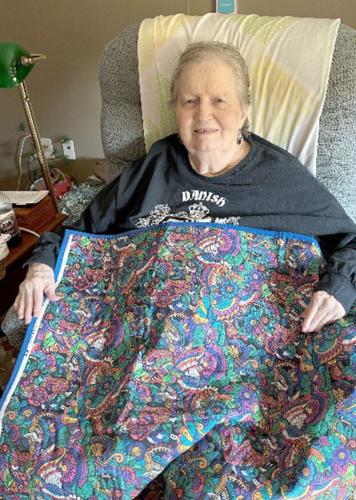 Members of Exodus Chapter, OES, Exira Displaying Lap Robes and Clothes ...