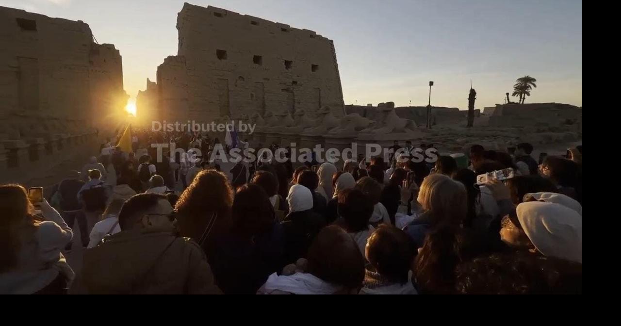 Visitors watch sun align with ancient Luxor temple on Winter Solstice ...