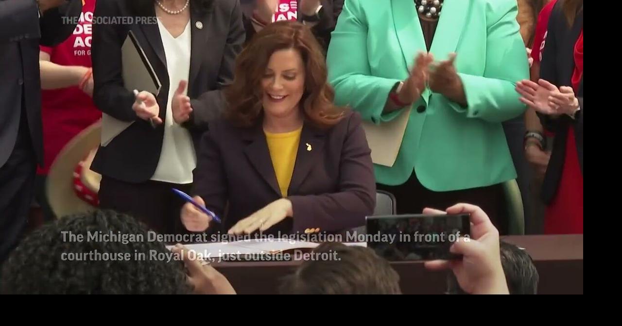 Michigan Gov. Gretchen Whitmer signs red flag gun law during ceremony ...
