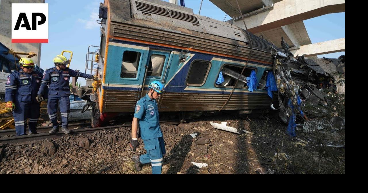 Construction crane falls onto moving train in Thailand, killing dozens ...