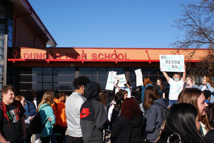 'No means no' Duncan students walkout of class to protest sexual ...