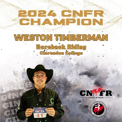 Columbus cowboy Weston Timberman wins second bareback CNFR championship ...