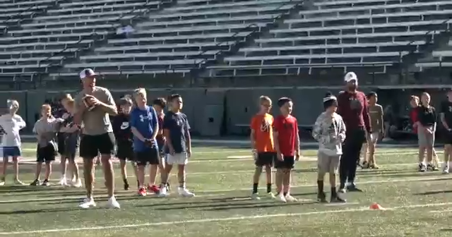 Griz football kids camp: Mic'd up with Trevin Gradney | Montana Grizzlies | swxlocalsports.com